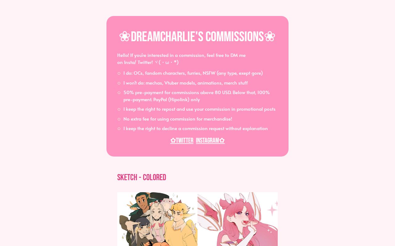 Dreamcharlie's commissions!